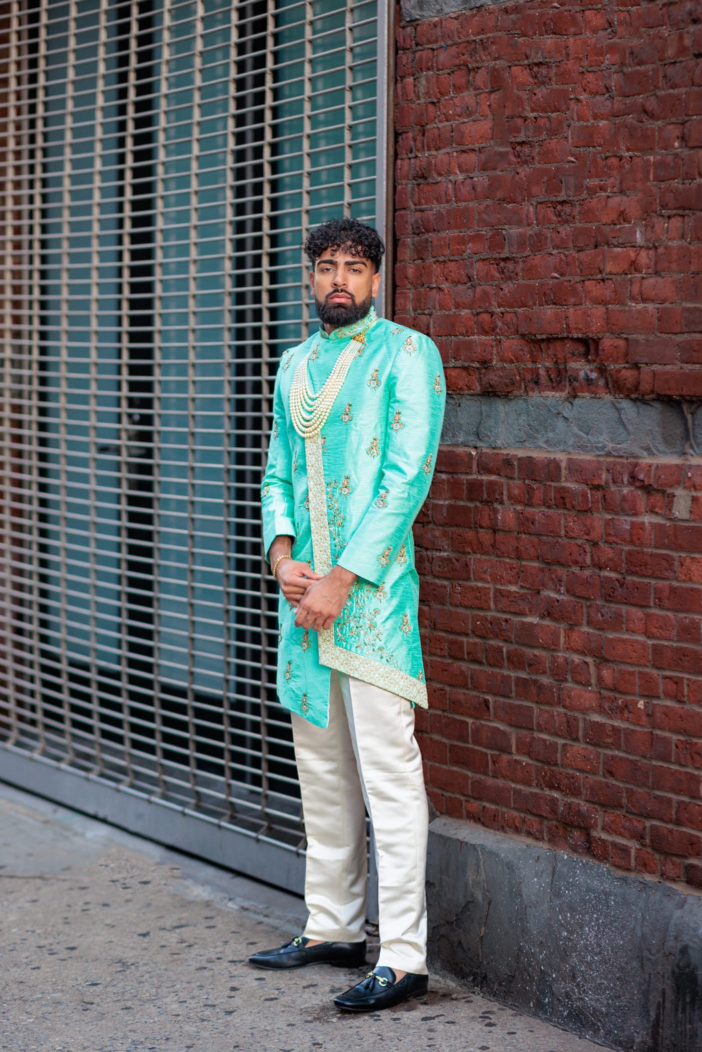 Fancy Silk Embroidered Pistachio Green Sherwani / Jacket – Heritage ...