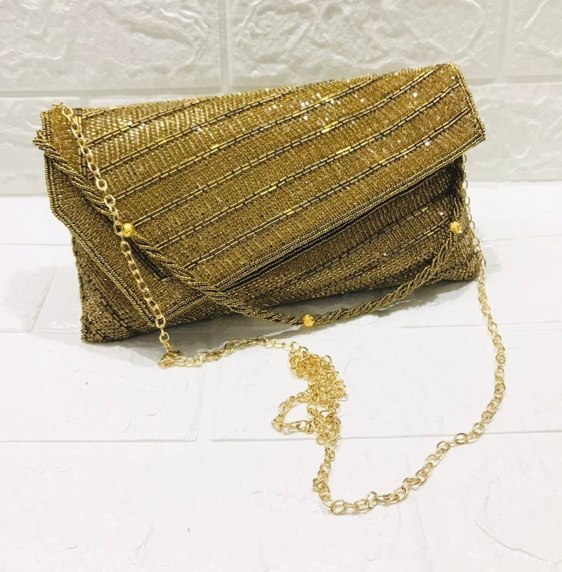 Gold Clutch Sling Bag – Heritage India Fashions